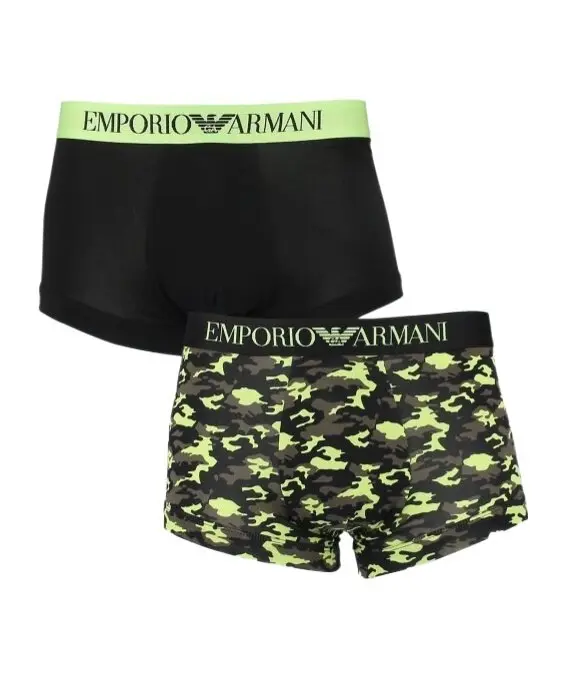 Emporio Armani Camouflage-print Boxer Pants - Black