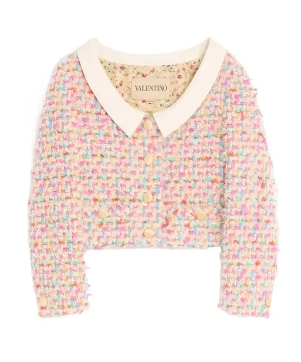 Valentino Garavani Candy Tweed Jacket With Crepe Collar