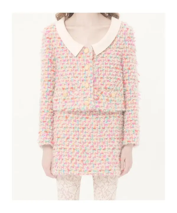 Valentino Garavani Candy Tweed Jacket With Crepe Collar