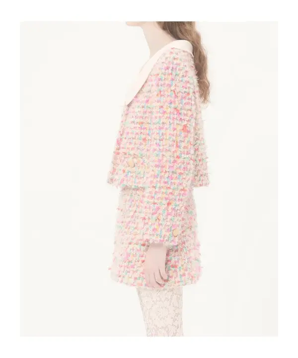 Valentino Garavani Candy Tweed Jacket With Crepe Collar