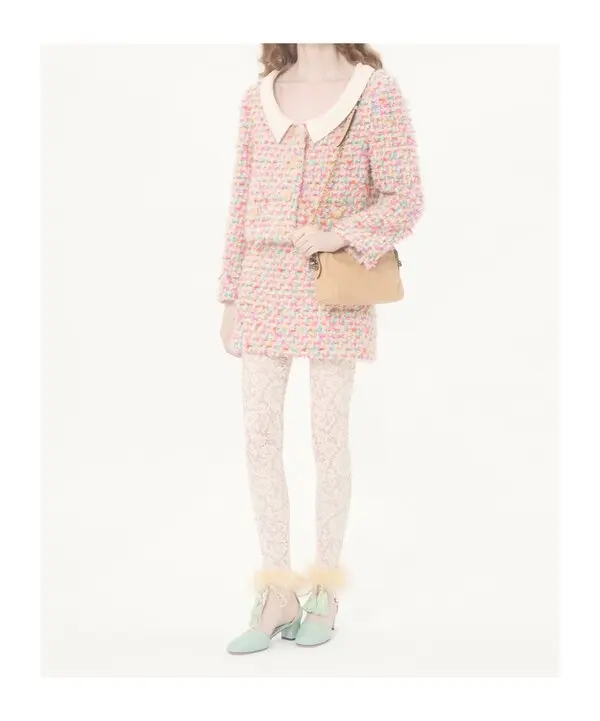 Valentino Garavani Candy Tweed Jacket With Crepe Collar