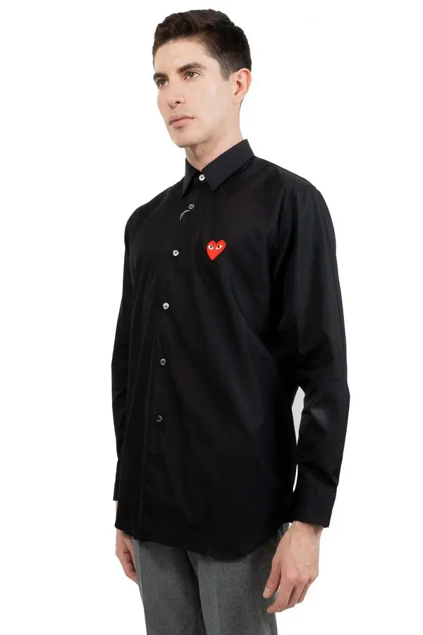 Play Comme Des Garcon Heart-patch Cotton Shirt