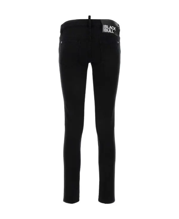 Dsquared2 Logo Patch Straight Leg Jennifer Jeans - Black