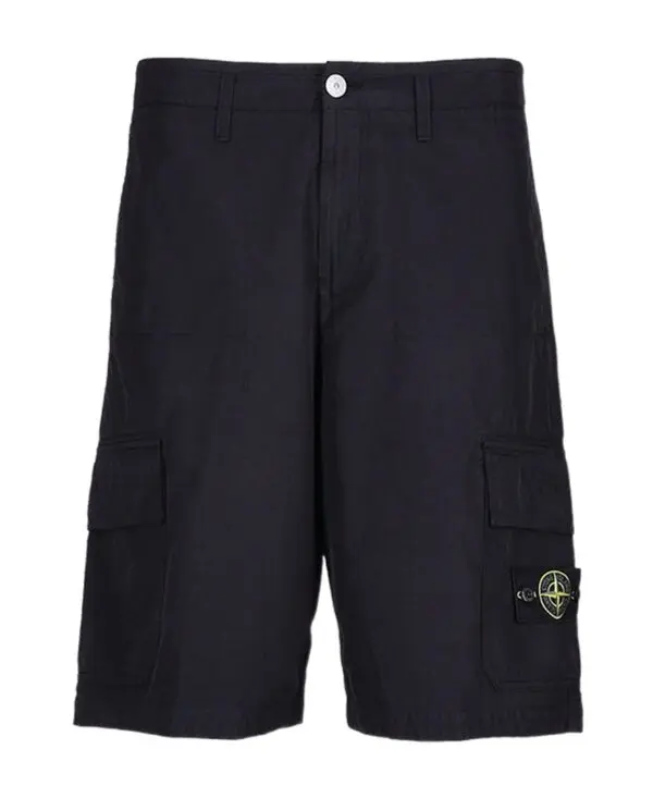 Stone Island Logo Detail Cargo Shorts - Blue
