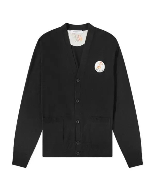 Maison Kitsuné Flower Fox' Chest Logo Knit Cardigan