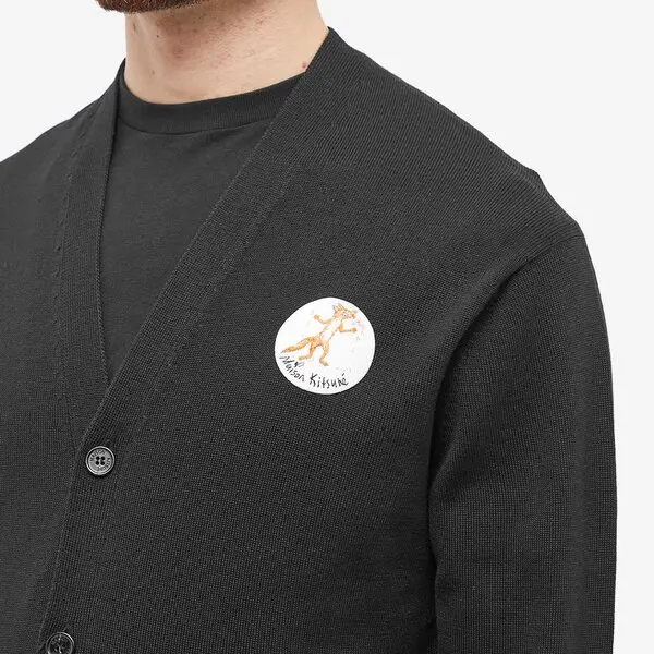Maison Kitsuné Flower Fox' Chest Logo Knit Cardigan
