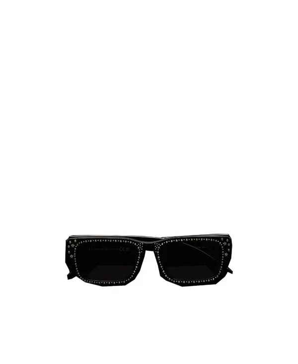 Moncler Crystal-encrusted Rectangle Sunglasses - Black