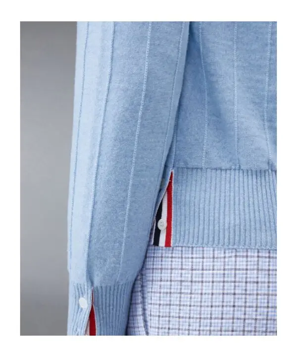 Thom Browne Virgin Wool Rwb Stripe Cardigan