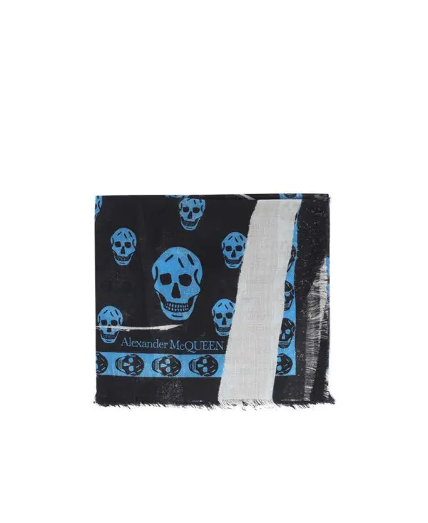 Alexander McQueen Slashed Skull Print Scarf - Black