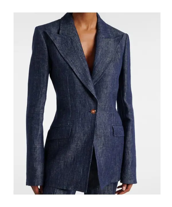 Gabriela Hearst Leiva Linen Blazer - Blue
