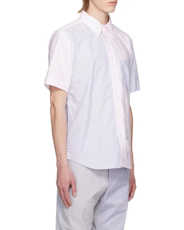 Thom Browne Striped Buttoned Short-sleeved Shirt