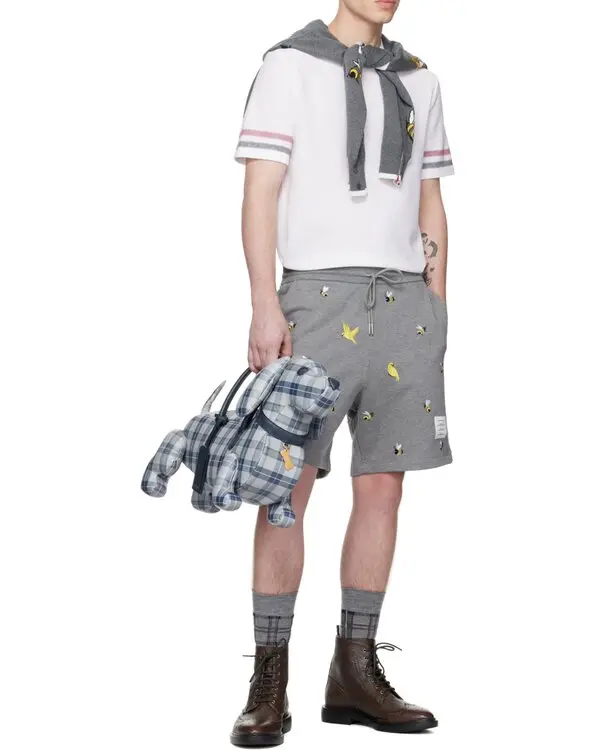 Thom Browne Grey Cartoon Printed Drawstring Shorts