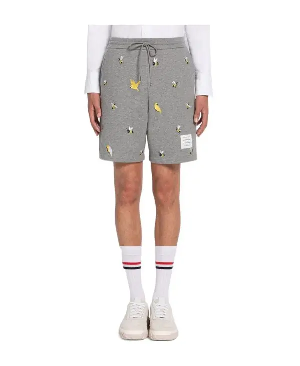 Thom Browne Grey Cartoon Printed Drawstring Shorts