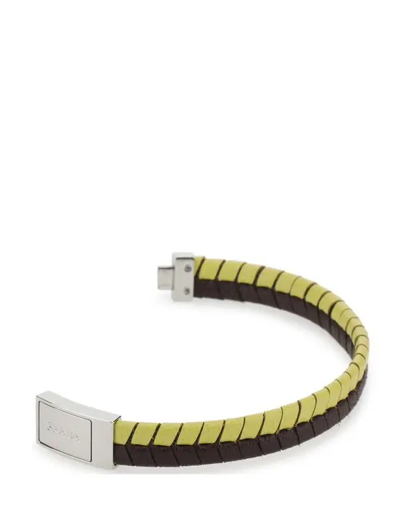 Prada Logo-debossed Two-toned Braided Bracelet