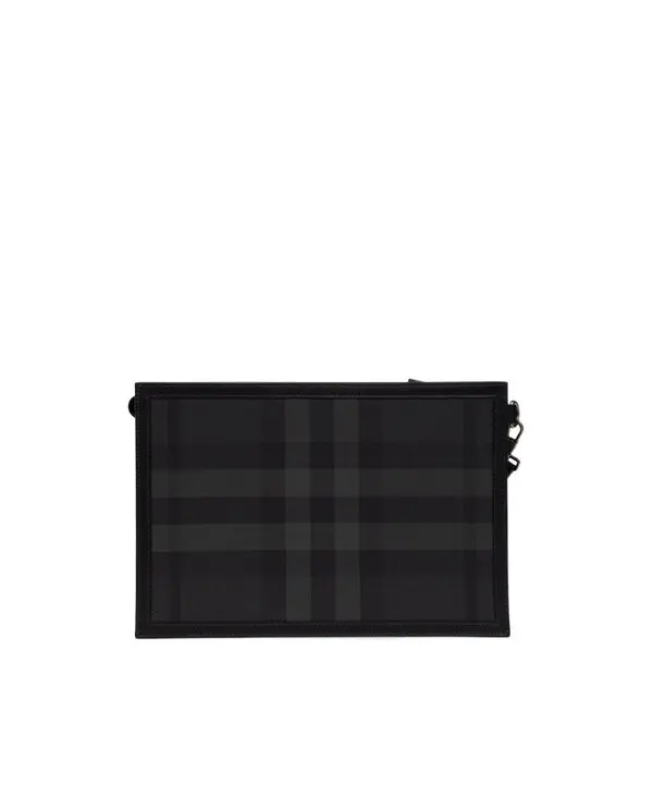 Burberry Frame Logo Plaque Checked Clutch Bag