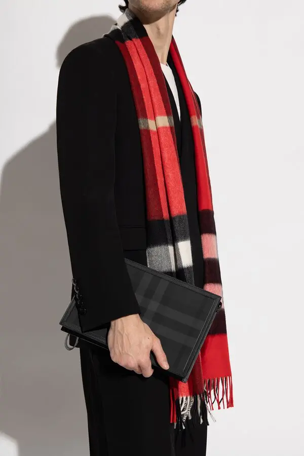 Burberry Frame Logo Plaque Checked Clutch Bag