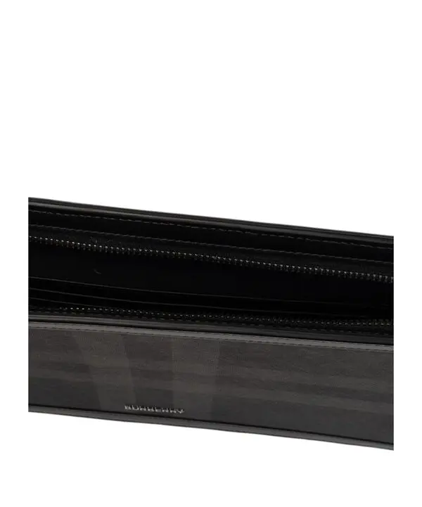 Burberry Frame Logo Plaque Checked Clutch Bag