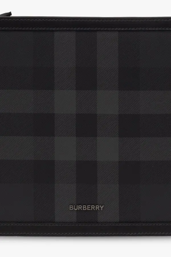 Burberry Frame Logo Plaque Checked Clutch Bag