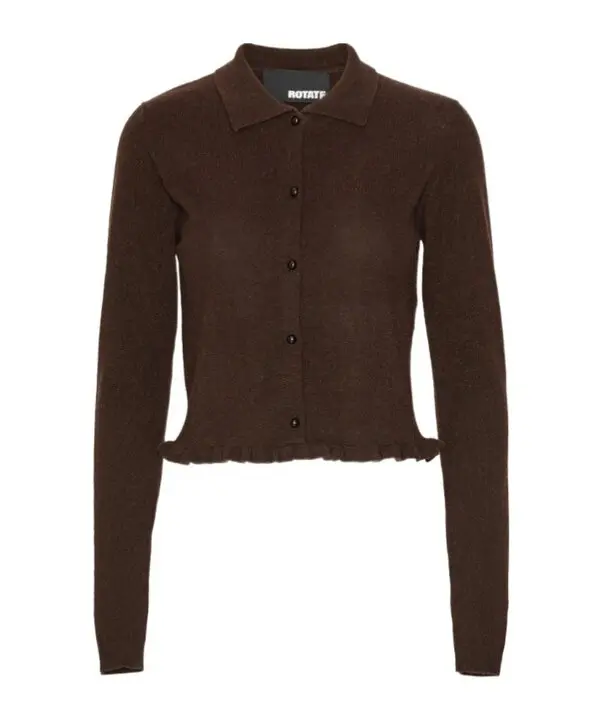 ROTATE BY BIRGER CHRISTENSEN Ruffled-hem Cardigan - Black