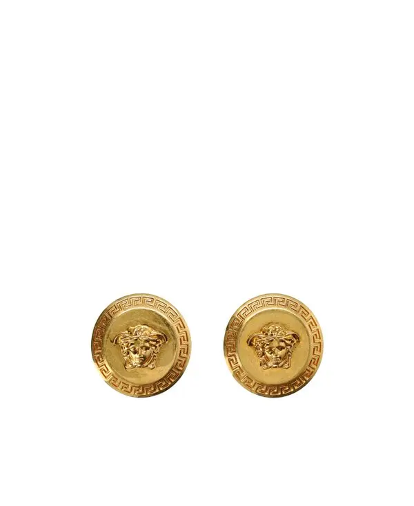Versace Medusa Motif Stud Earrings - Yellow