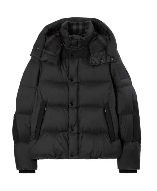 Burberry Hooded Down Coat With Removable Sleeves And Drawstring Hood