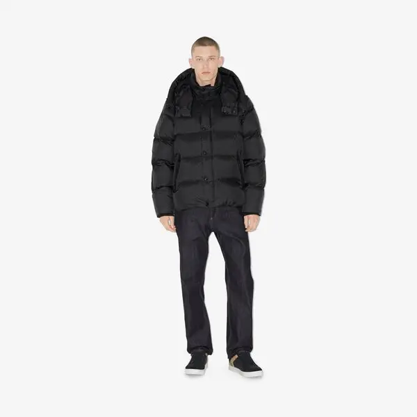 Burberry Hooded Down Coat With Removable Sleeves And Drawstring Hood