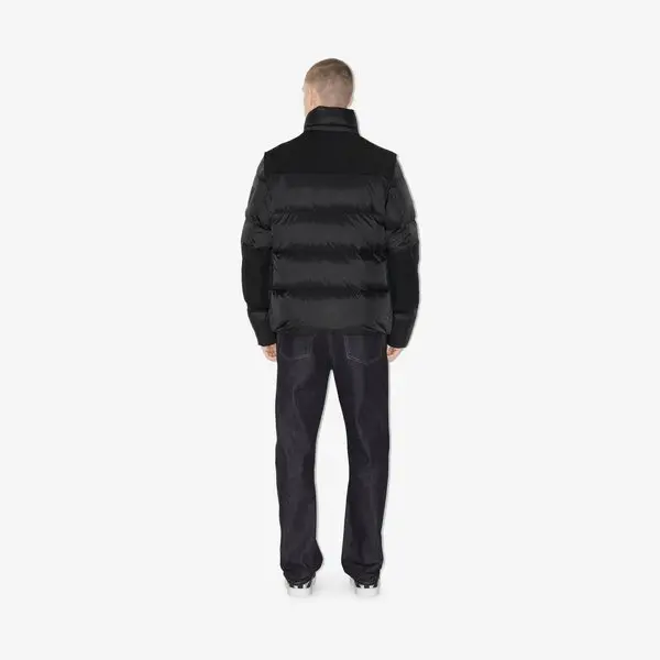Burberry Hooded Down Coat With Removable Sleeves And Drawstring Hood