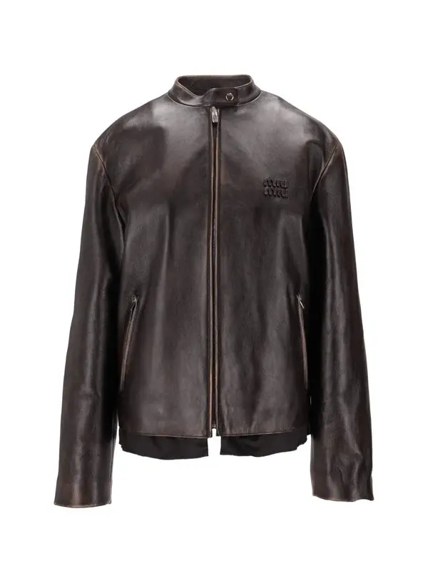 Miu Miu Long-sleeved Leather Jacket
