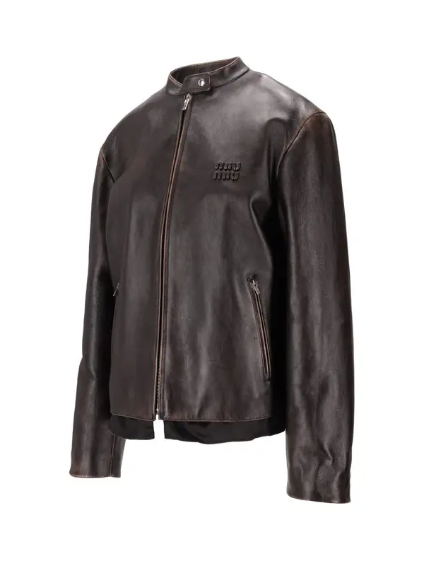Miu Miu Long-sleeved Leather Jacket