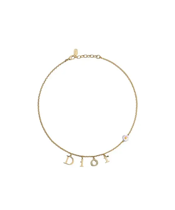 Dior Gold-plated Daisy And Crystal Pendant Necklace - Yellow