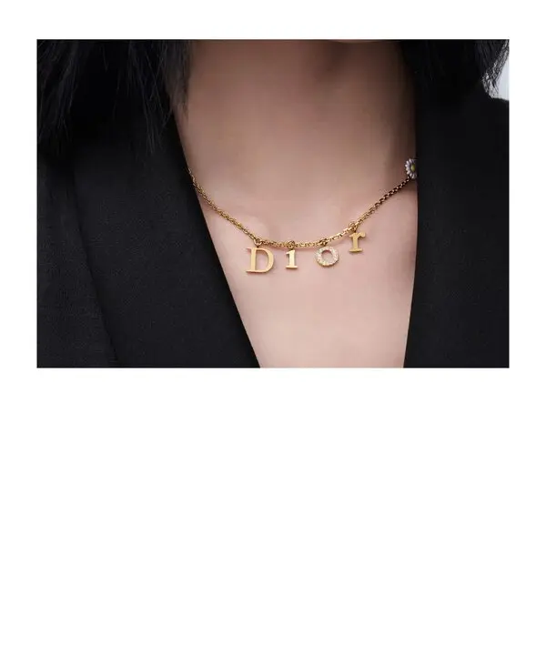 Dior Gold-plated Daisy And Crystal Pendant Necklace