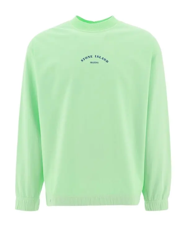 Stone Island Logo Print Crewneck Sweatshirt