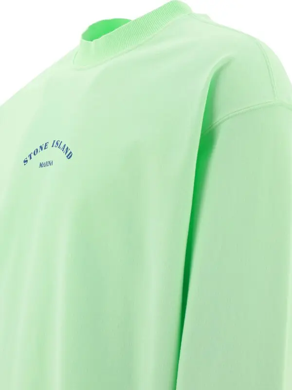 Stone Island Logo Print Crewneck Sweatshirt