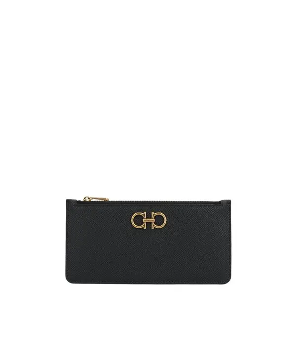 FERRAGAMO Gancini Zipped Credit Card Holder - Black