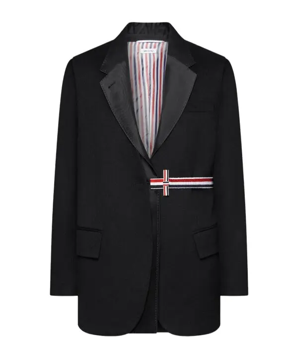 Thom Browne Narrow Jacket With Tricolor Detailing