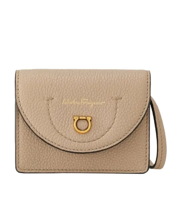 FERRAGAMO Flip Shoulder Bag With Logo - Nude