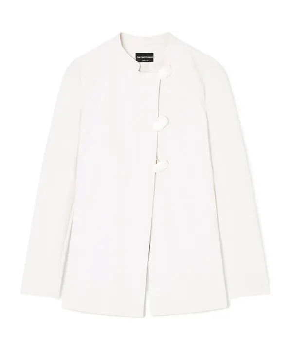 Emporio Armani Asymmetrical Fastening Crewneck Jacket - Light Brown