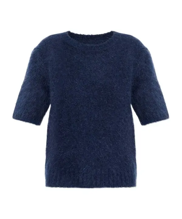 SAMSOE SAMSOE Knitted Crew Neck Short Sleeve Top - Black