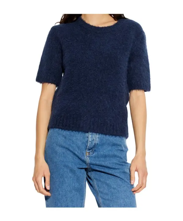 SAMSOE SAMSOE Knitted Crew Neck Short Sleeve Top - Black