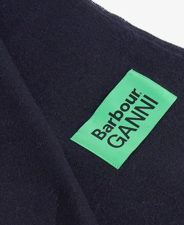 Barbour X Ganni Logo-patch Wool Scarf