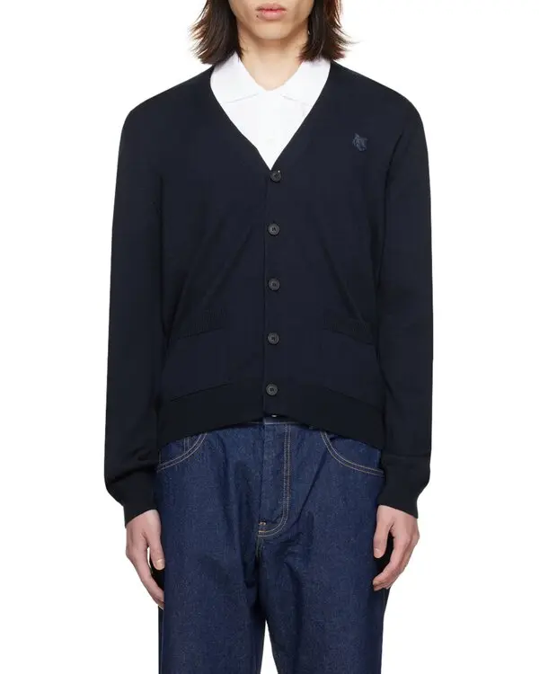 Maison Kitsuné Fox Head Patch Knit Cardigan - Black