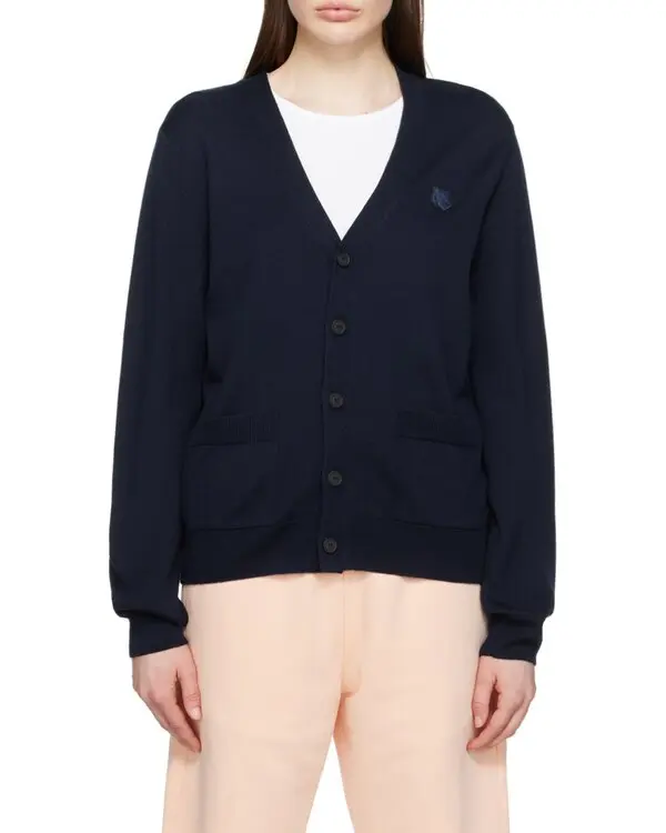 Maison Kitsuné Fox Head Patch Knit Cardigan - Black