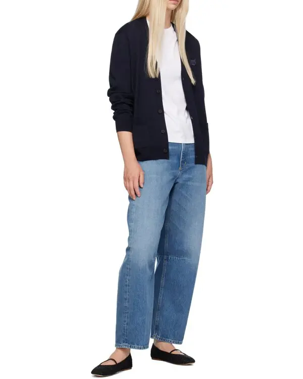 Maison Kitsuné Fox Head Patch Knit Cardigan - Black