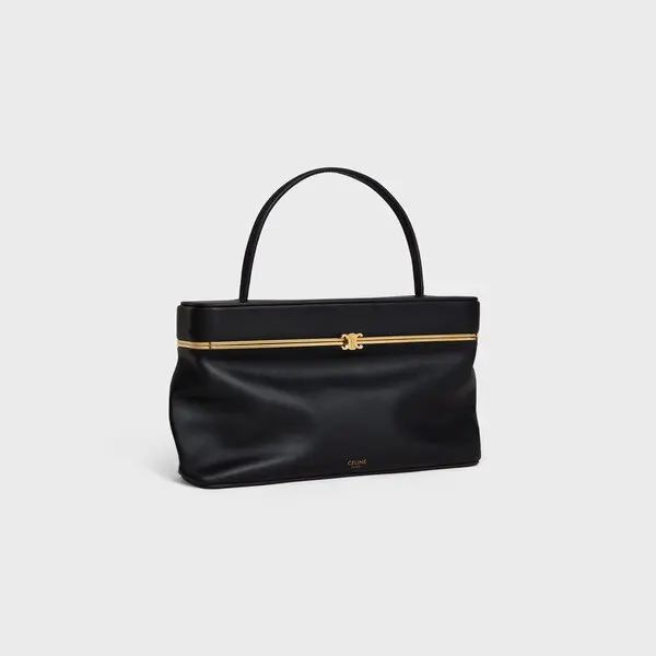 Celine Rectangle In Supple Calfskin With Gold Trim