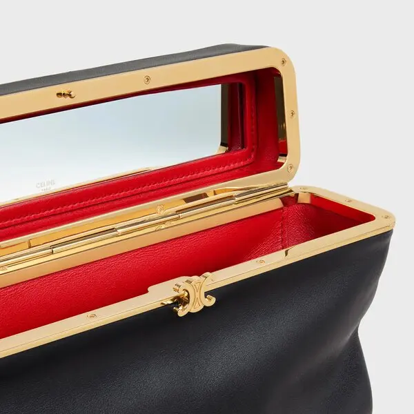 Celine Rectangle In Supple Calfskin With Gold Trim