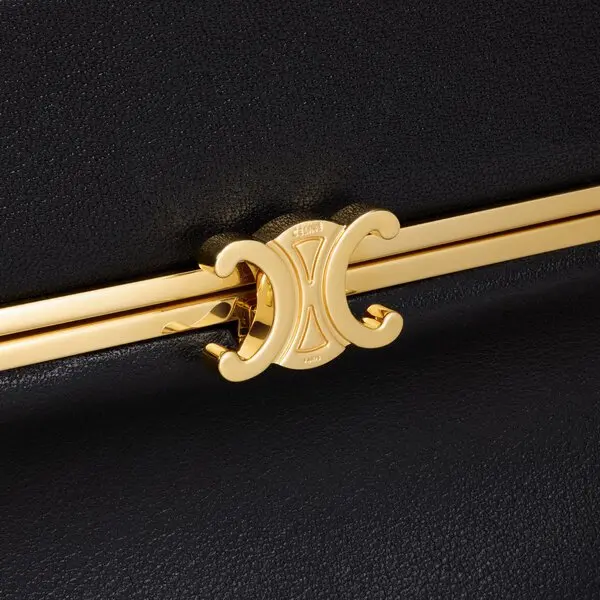 Celine Rectangle In Supple Calfskin With Gold Trim
