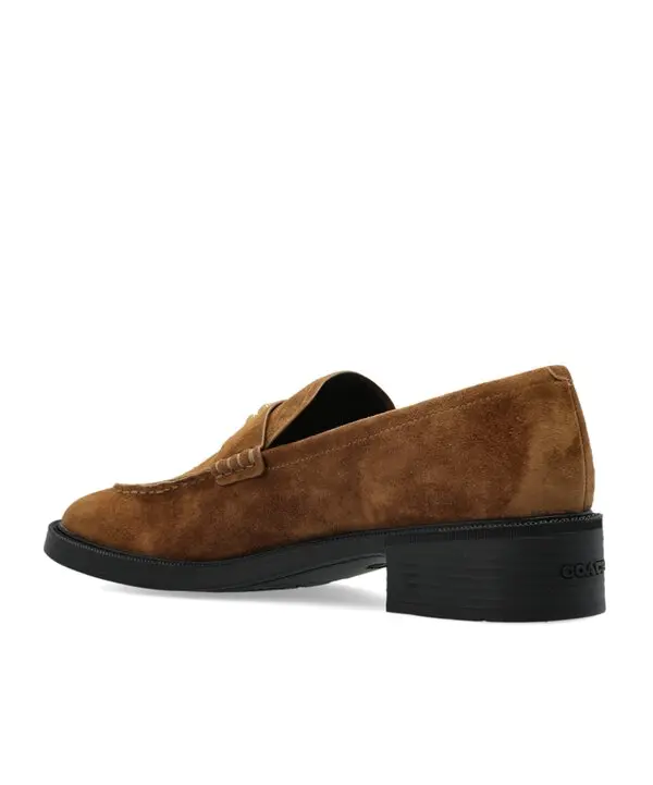 COACH Suede Block Heel Loafers - Coconut