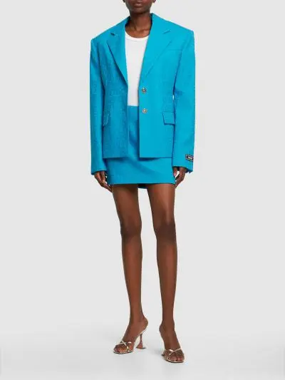 Versace Logo Jacquard Single Breasted Jacket