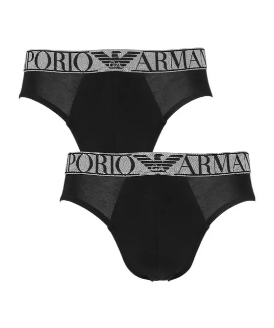 Emporio Armani Elastic Waist Briefs Pants 2-pack - Black