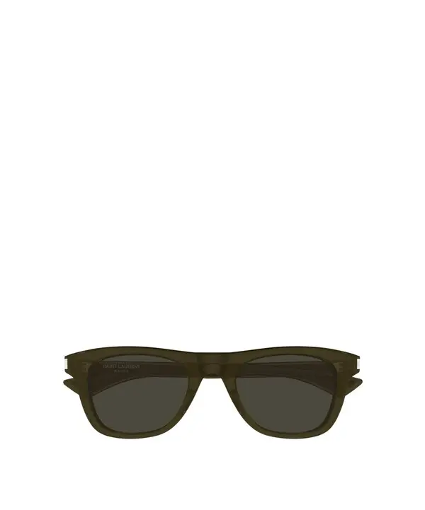 Saint Laurent Square Frame Sunglasses With Branded Logo - Green